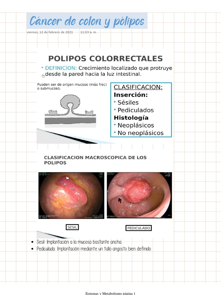 Características histológicas de pólipos y lesiones del colon | PDF