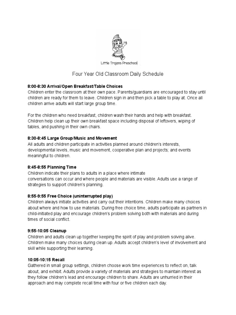 Daily Schedule for 4-Year-Olds | PDF | Self-Improvement | Wellness