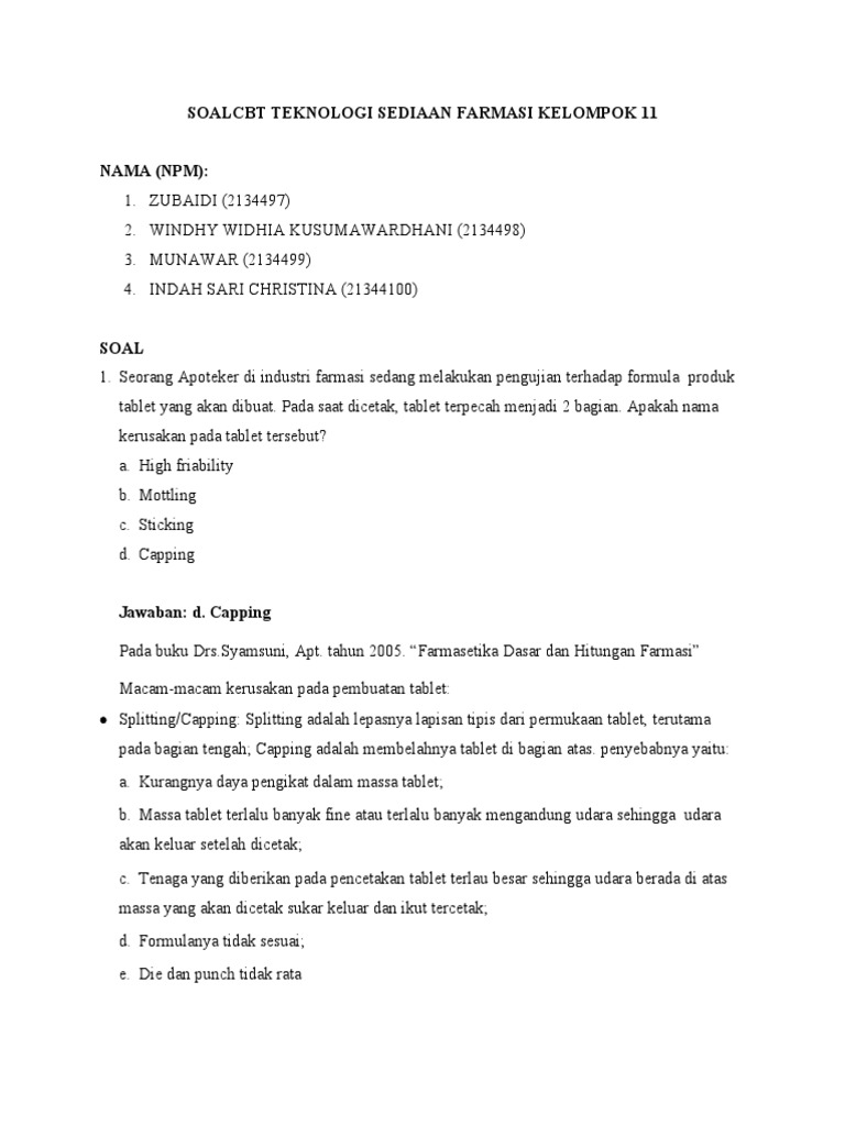 Kerusakan Tablet dalam Teknologi Farmasi | PDF