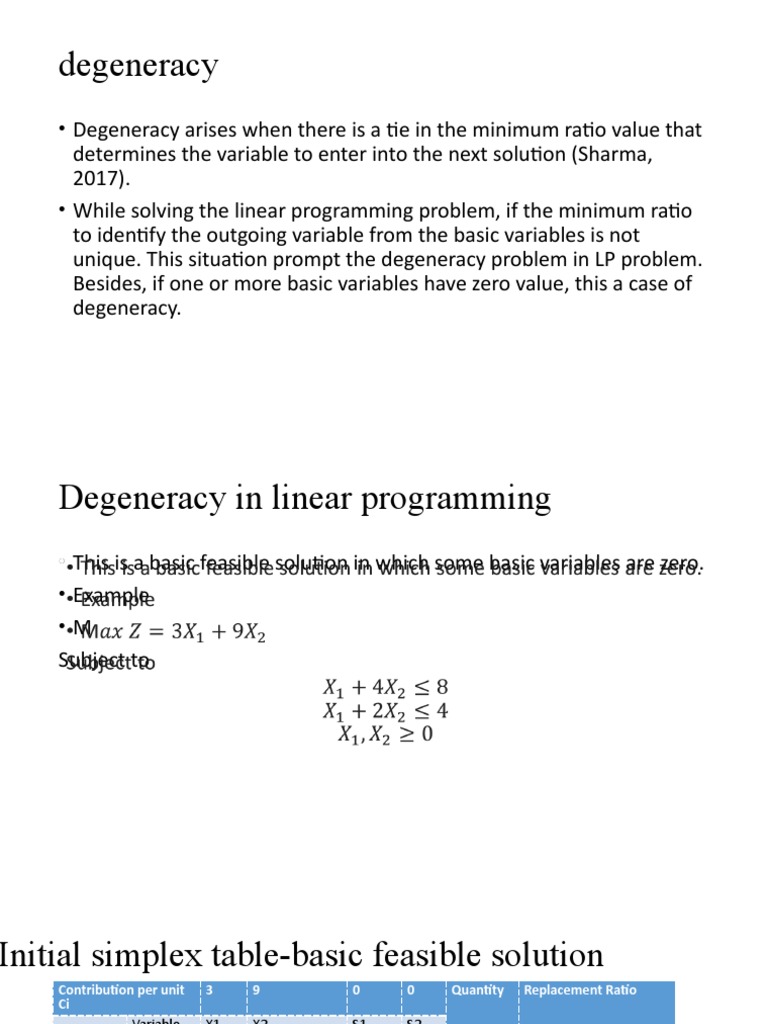Degeneracy Pdf Linear Programming Mathematics 