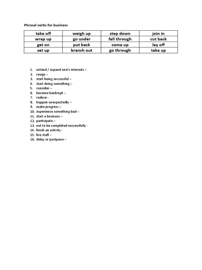 Phrasal Verbs For Business | PDF