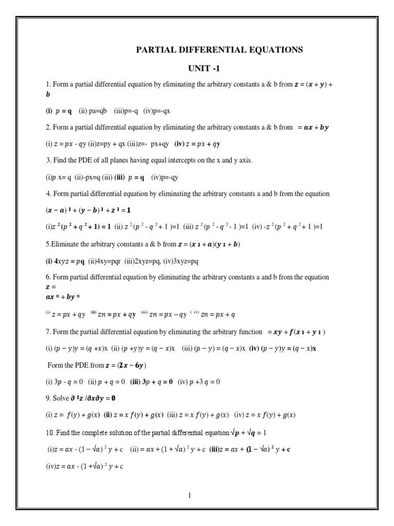 Unit - 1: Partial Differential Equations | PDF | Trigonometric Functions | Fourier Series