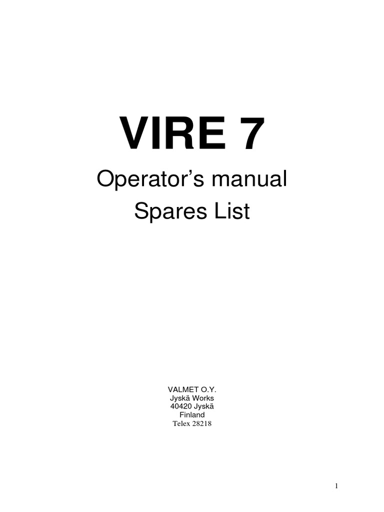Vire 7: Operator's Manual Spares List | PDF | Carburetor | Ignition System