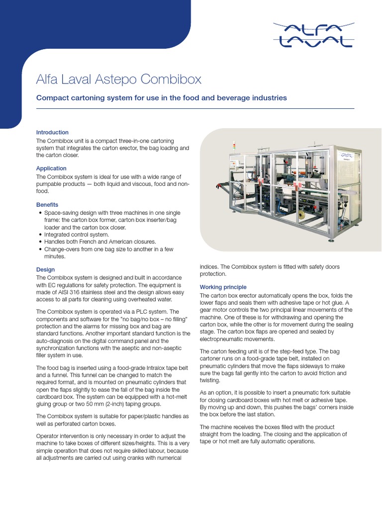Alfa Laval Astepo Combibox: Compact Cartoning System For Use in The ...