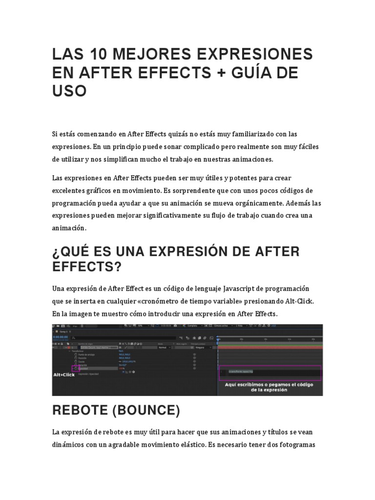 Las 10 Mejores Expresiones en After Effects | PDF | Velocidad | Informática
