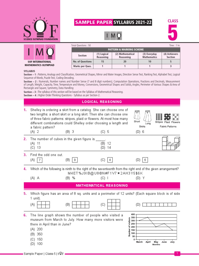 Imo Class-5 | PDF | Pattern | Numbers