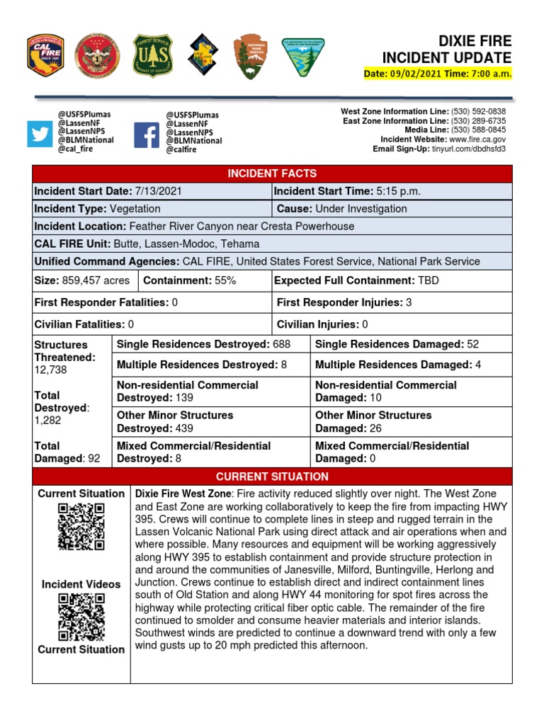 Dixie Fire Incident Update | PDF | Emergency Evacuation | United States ...