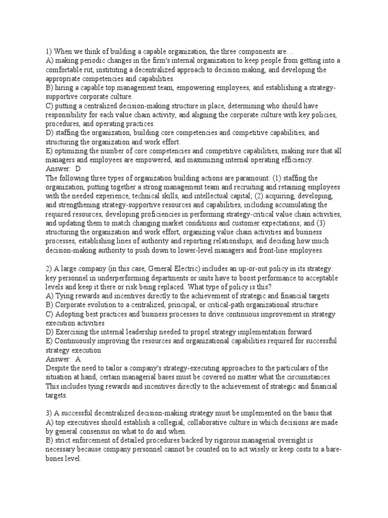 Quiz Solutions | PDF | Decision Making | Competence (Human Resources)