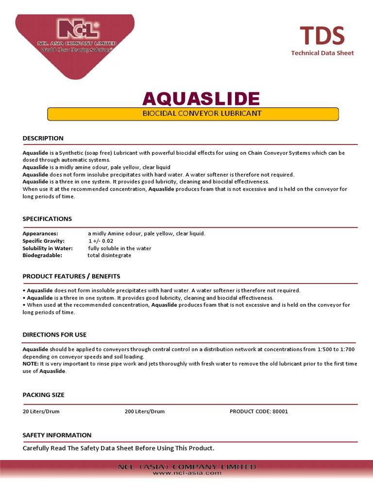 AQUASLIDE - Technical Data Sheet (TDS) ENG | PDF