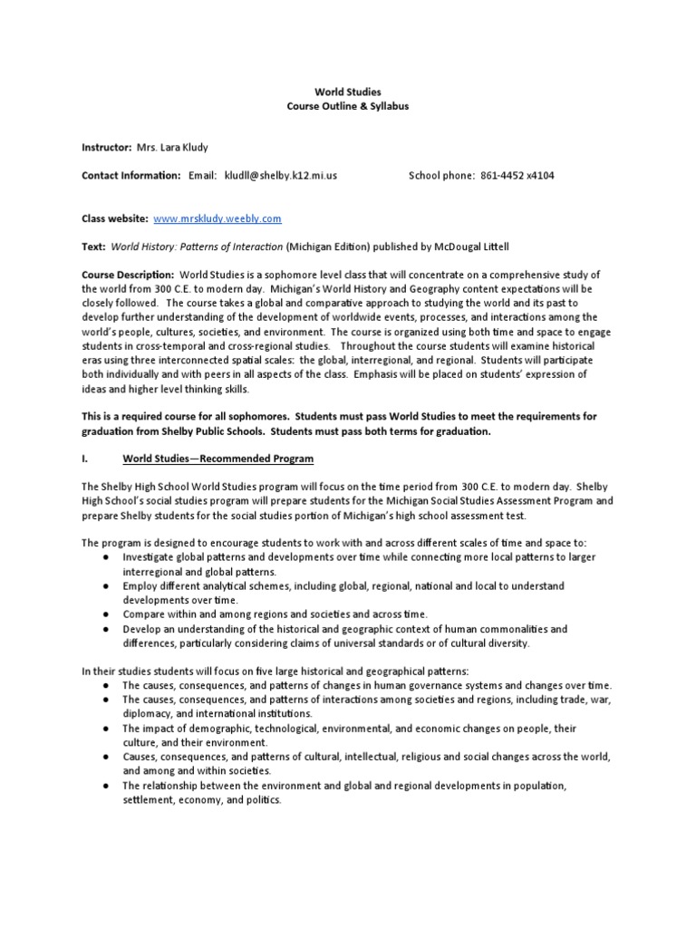 World Studies Syllabus 2021-22 | PDF | Academic Dishonesty