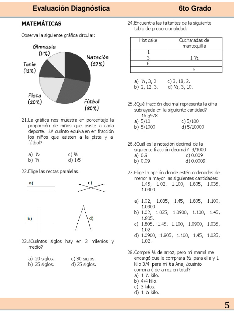 Páginas de 6to Grado - Diagnóstico | PDF | Notación Matemática ...