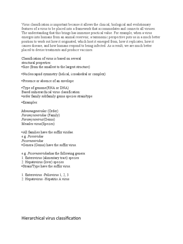 Hierarchical Virus Classification: Mononegavirales (Order ...