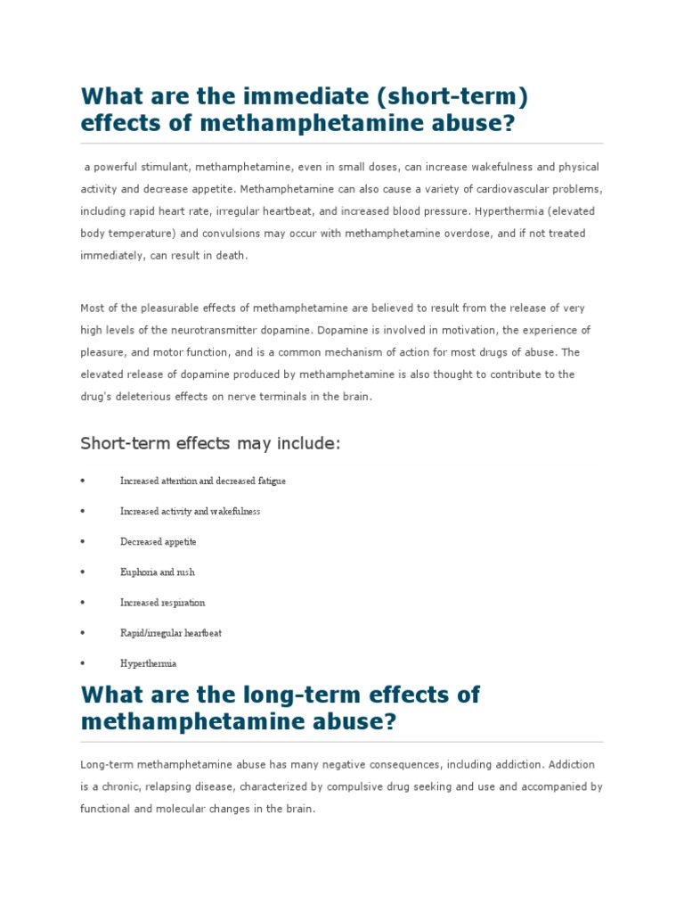 What Are The Immediate (Short-Term) Effects of Methamphetamine Abuse ...
