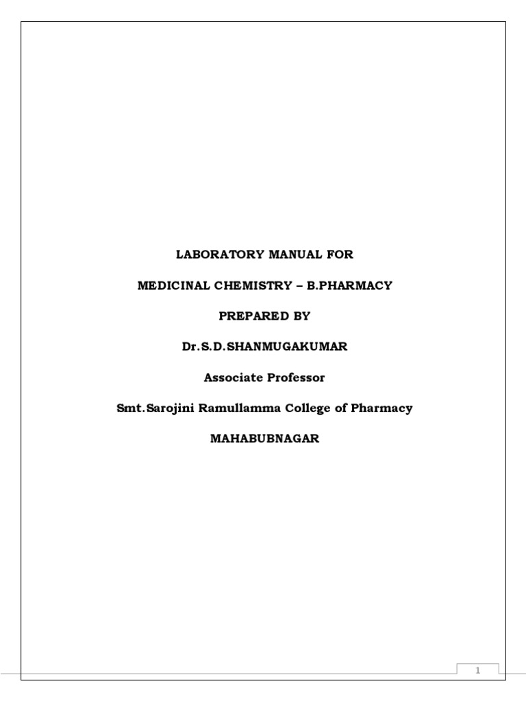 Medicinal Chemistry Lab Manual | PDF | Chemistry | Titration