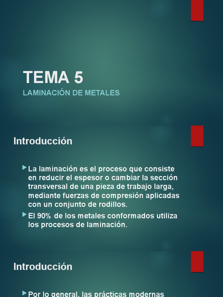 Tema 5. Laminación de Metales | PDF | Acero | Fricción