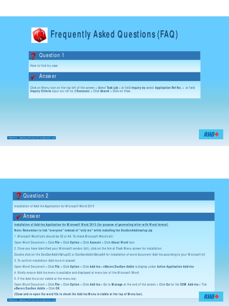 Frequently Asked Questions FAQ - 120320 | PDF | Microsoft Word | Icon ...