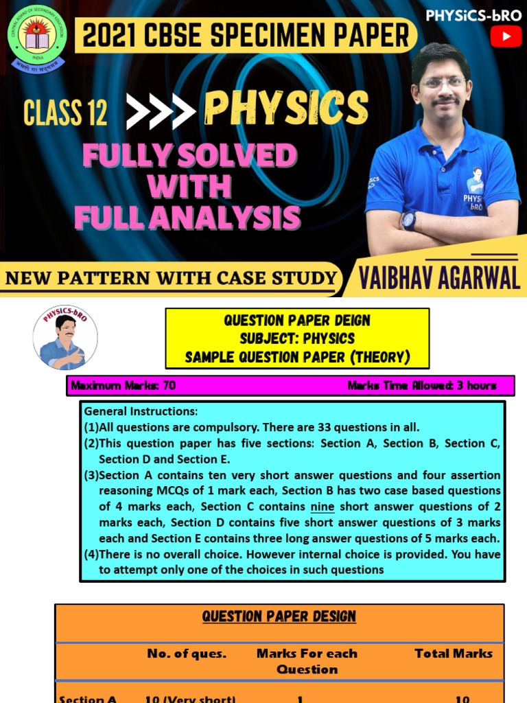 2021 Physics Sample Question Paper | PDF | Photoelectric Effect ...