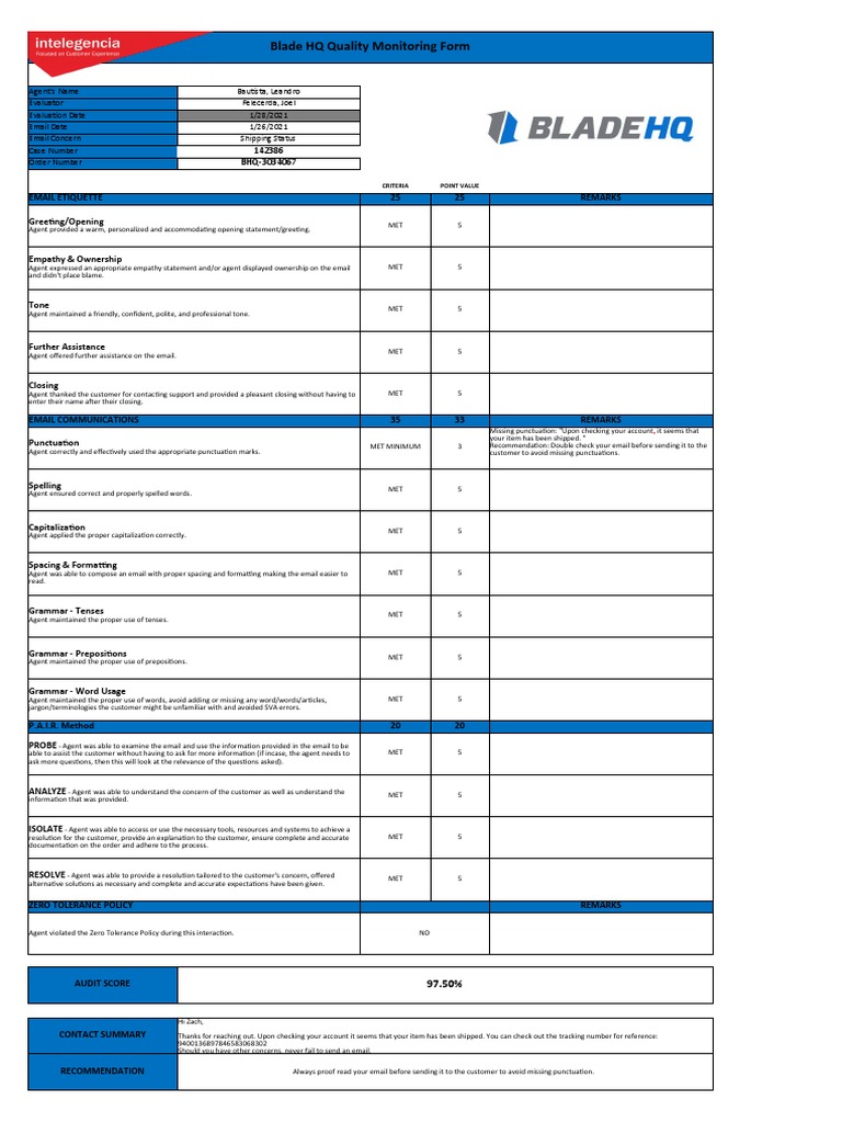 Blade HQ Quality Monitoring Form (Version 1) .XLSB - XLSM | PDF | Human ...