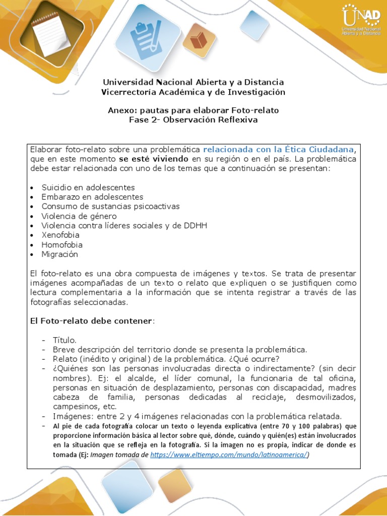 Anexo Pautas para Elaborar El Foto-Relato | PDF