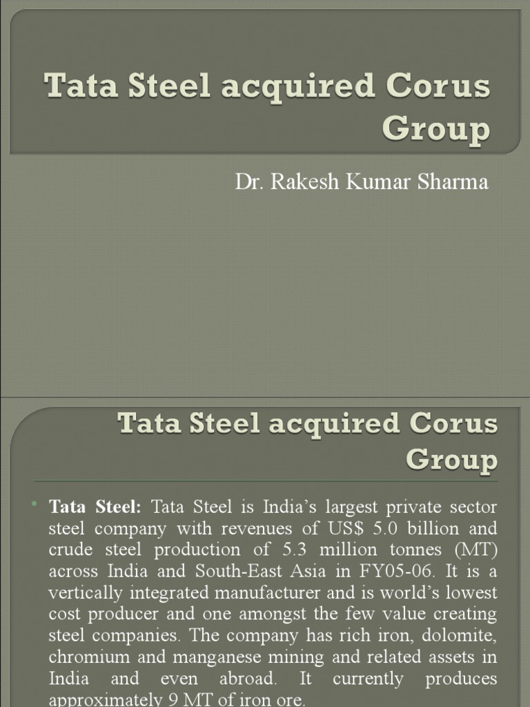 Tata Steel Acquired Corus Group | PDF | Business | Economies