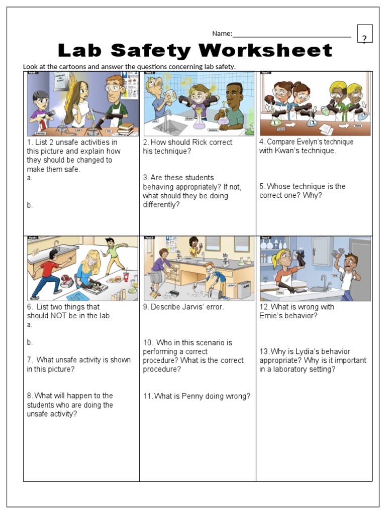 Lab Safety Worksheet | PDF | Laboratories