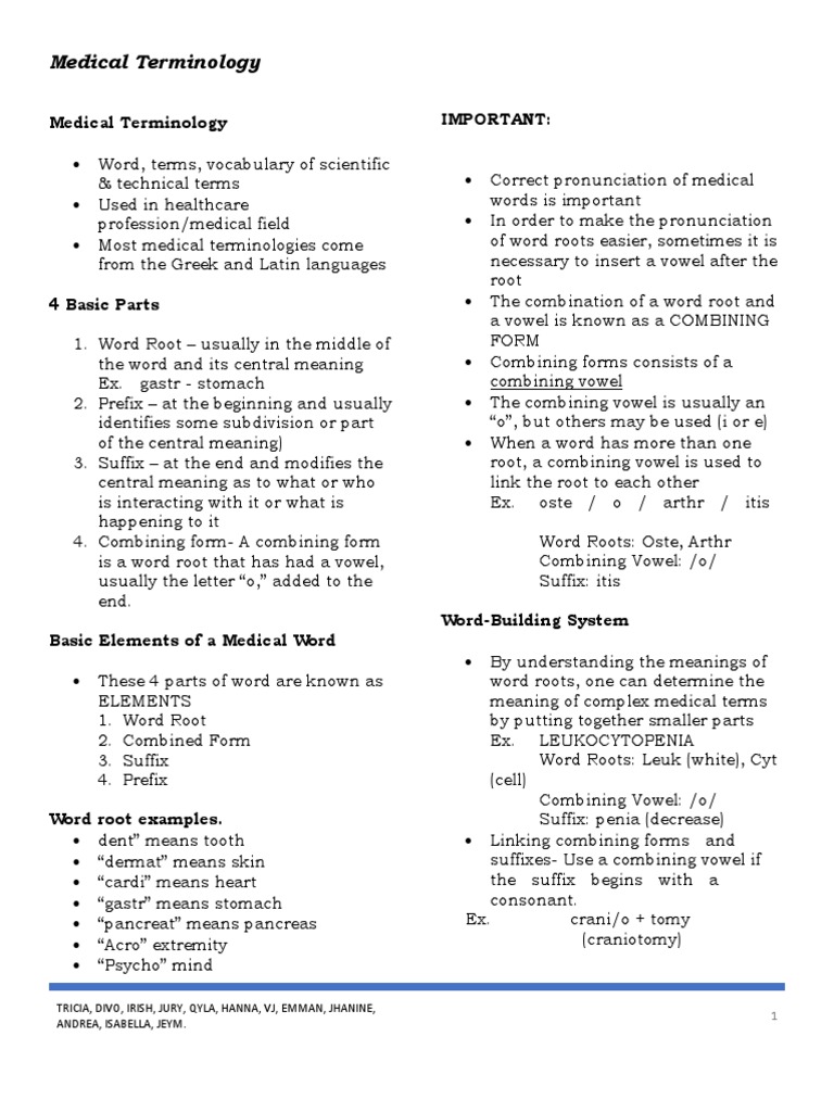 Medical Terminolgy Trans 1 115 Slides | PDF | Human Body ...