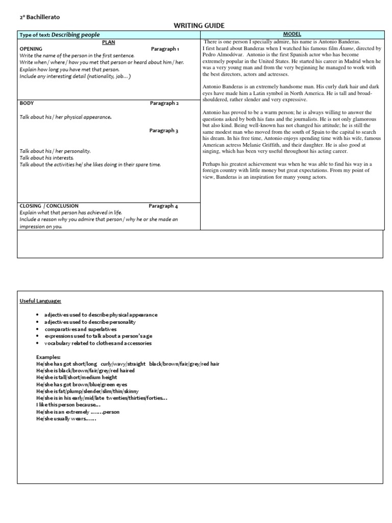 Describing People: Writing Guide | PDF