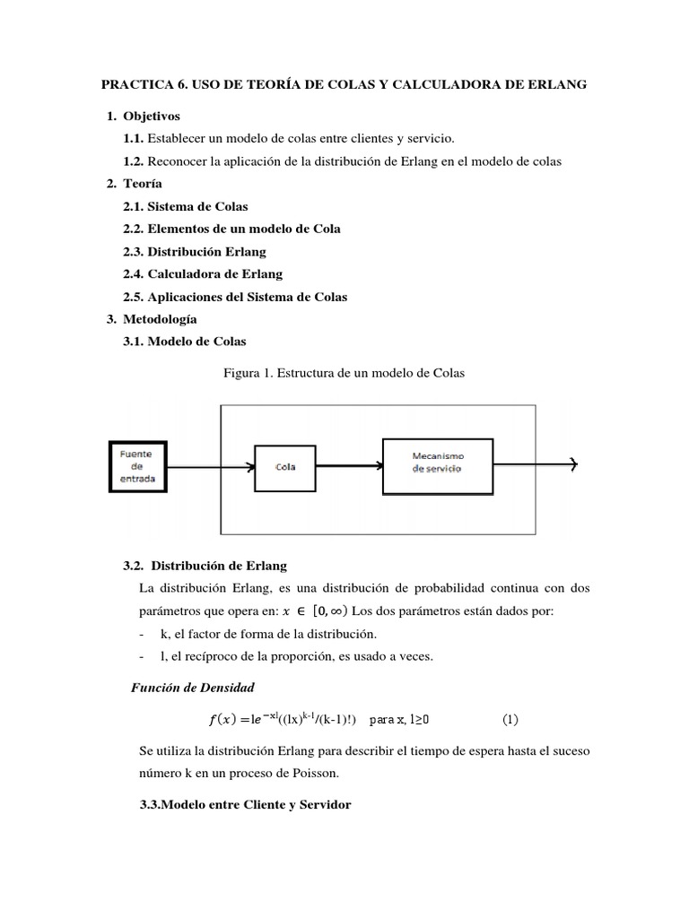 Aplicación de la teoría de colas y la distribución de Erlang para ...