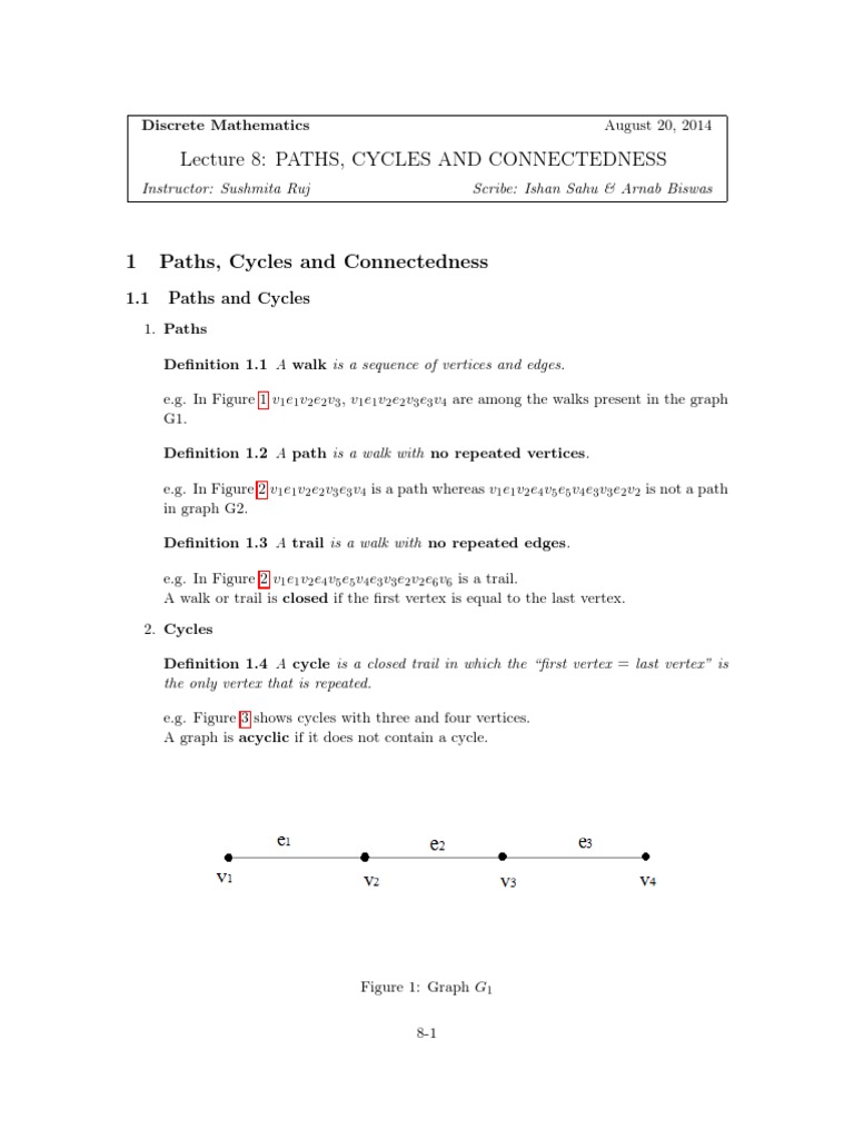 Lecture 8: Paths, Cycles and Connectedness | PDF | Vertex (Graph Theory ...