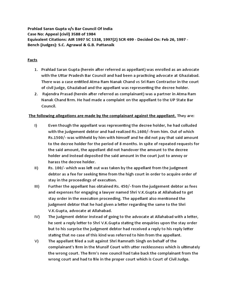 Prahlad Saran Gupta V | PDF | Judgment (Law) | Supreme Court Of India