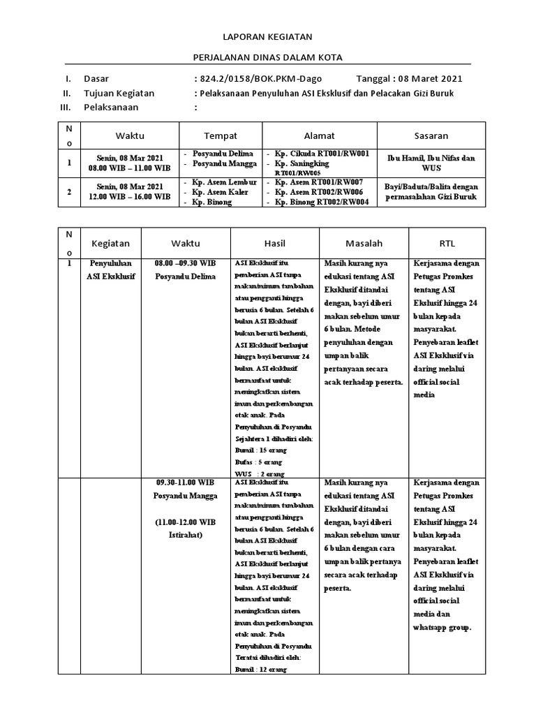Format Laporan Kesling Di Puskesmas | PDF