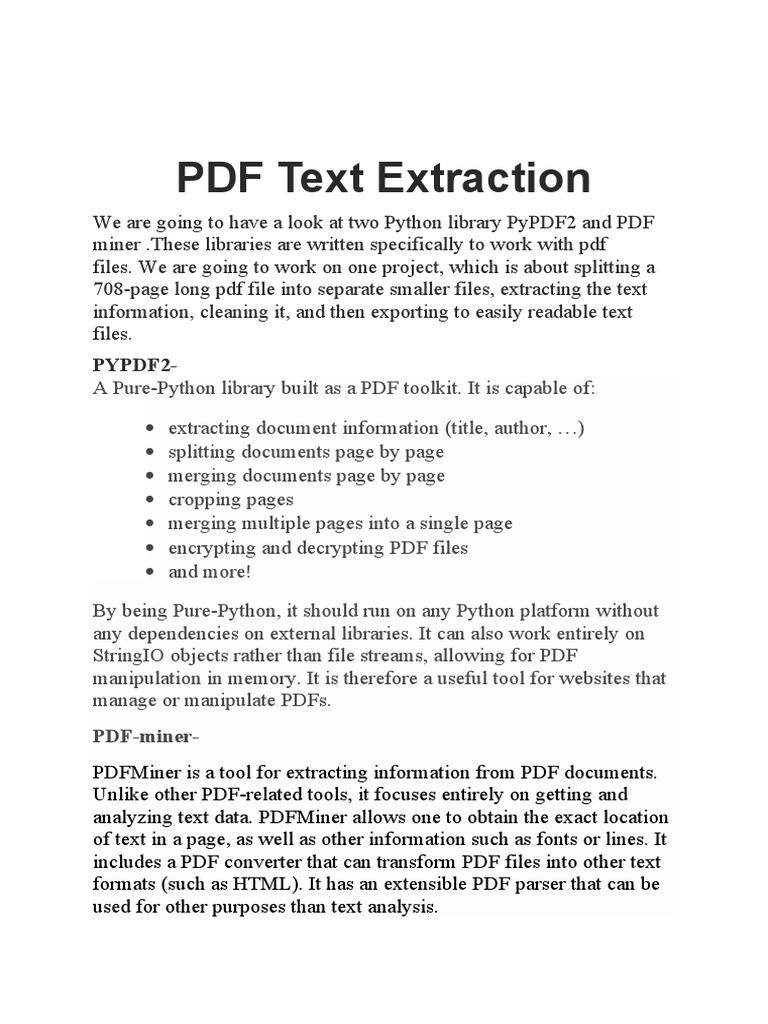 PDF Text Extraction | PDF