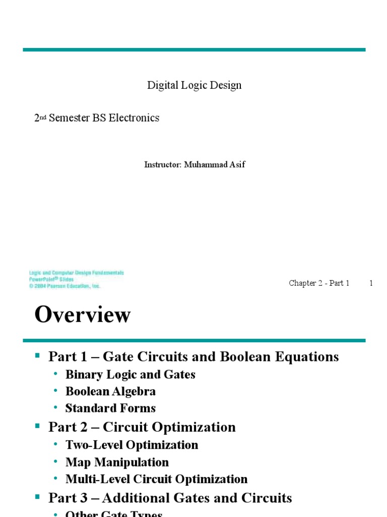 Digital Logic Design 2 Semester BS Electronics: Instructor: Muhammad ...