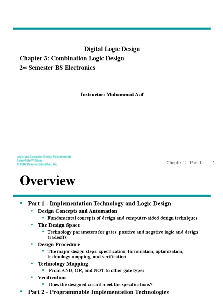 Digital Logic Design Chapter 3: Combination Logic Design 2 Semester BS ...