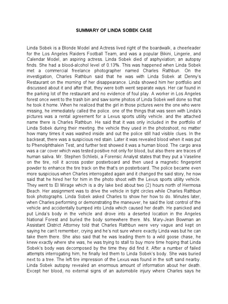 Summary of Linda Sobek Case | PDF