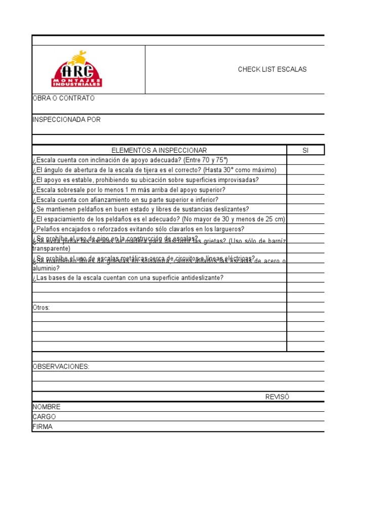 Check List Escala | PDF