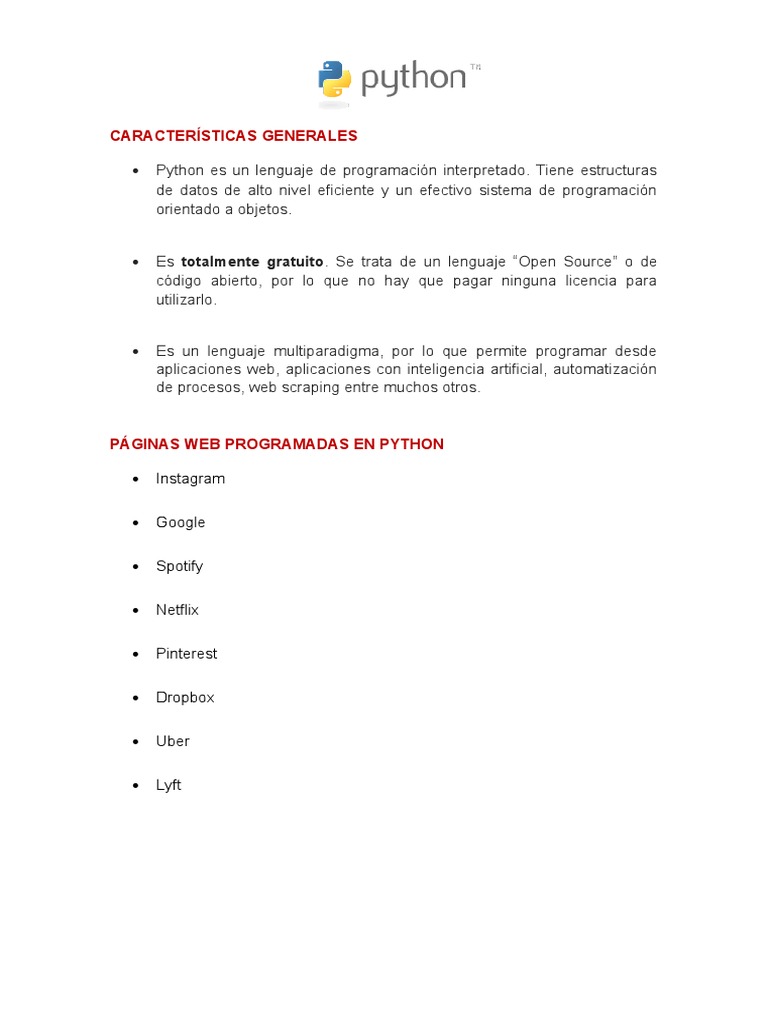 Documentacion Python | PDF | Python (lenguaje de programación ...