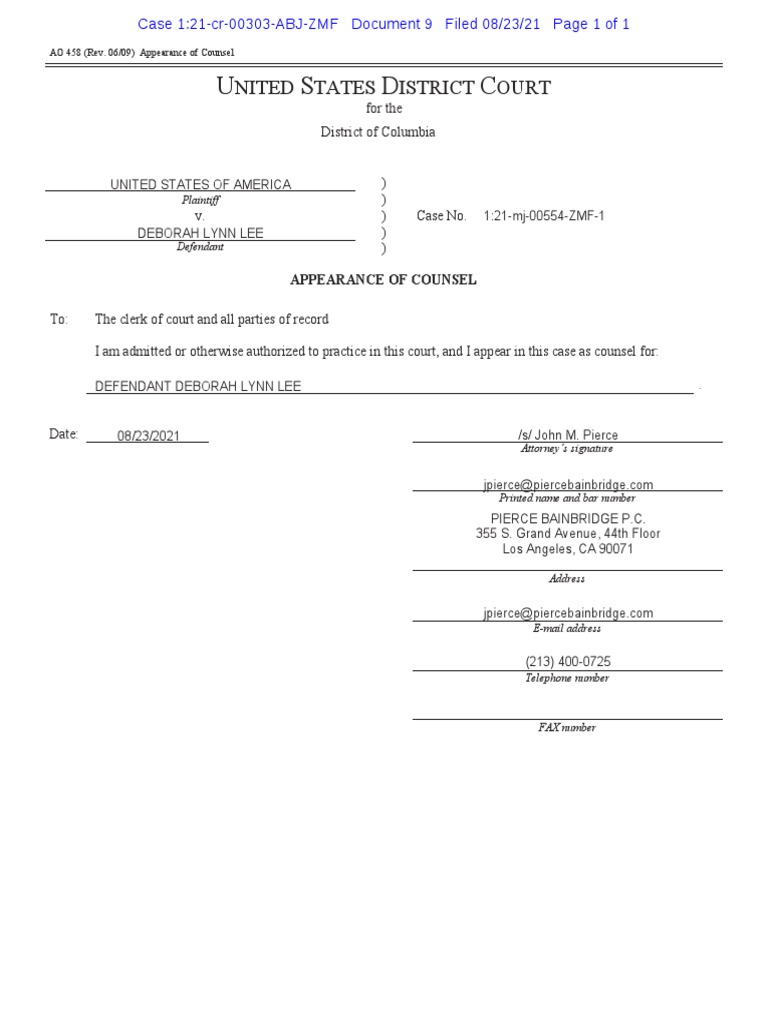 Pierce Appearance | PDF | Common Law | United States Case Law