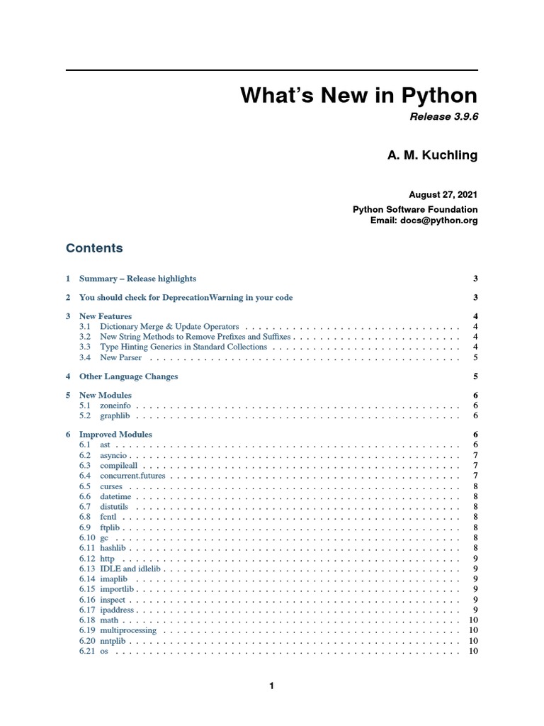 What's New in Python: A. M. Kuchling | Download Free PDF | Python (Programming Language ...