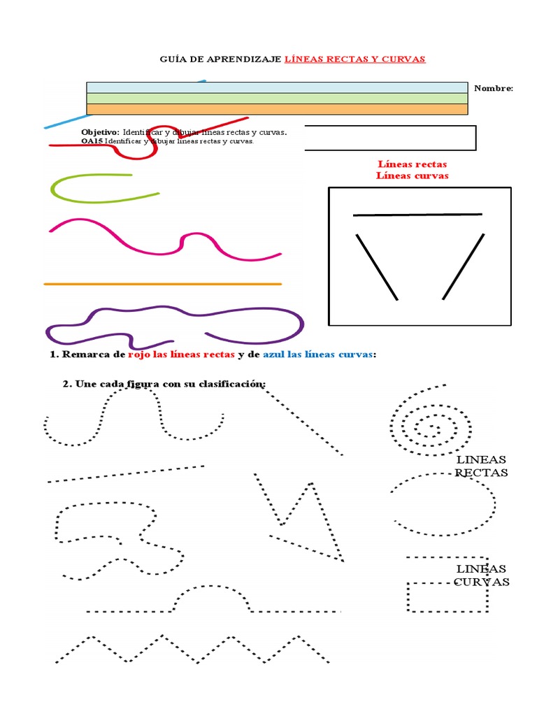 Guia de Matemática Lineas Rectas y Curvas | PDF