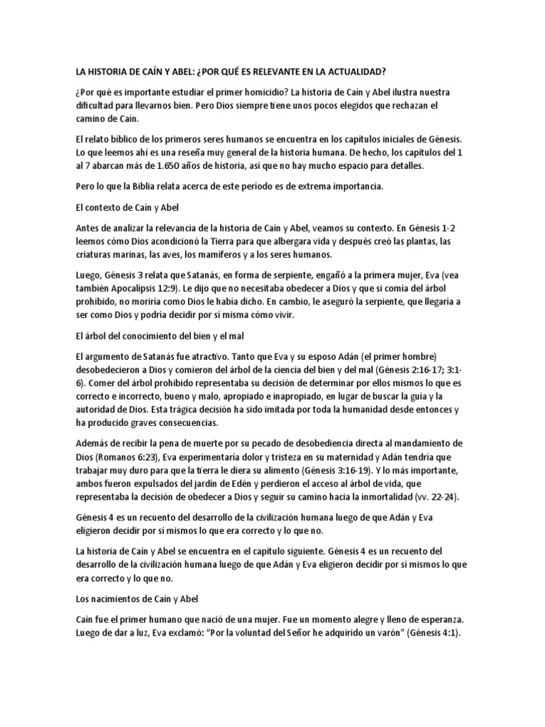 La Historia de Caín y Abel | PDF | Adán y Eva | Víspera