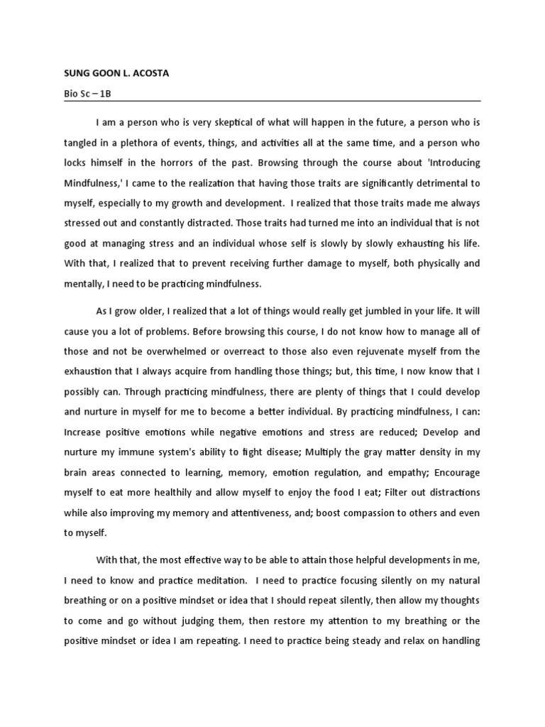 Uts Reflection | PDF | Mindfulness | Behavior Modification