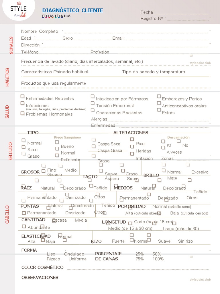 6 Ficha Cliente | PDF | Pelo | Enfermedades y trastornos