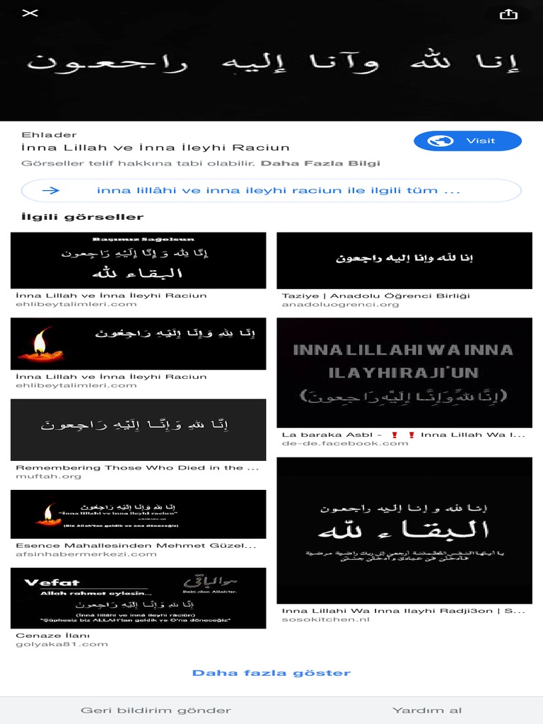 Inna Lillâhi Ve Inna Ileyhi Raciun - Google'da Ara | PDF