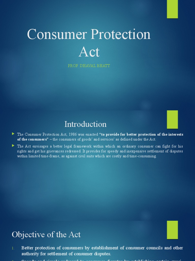 Overview of the Consumer Protection Act | PDF | Consumer Protection ...