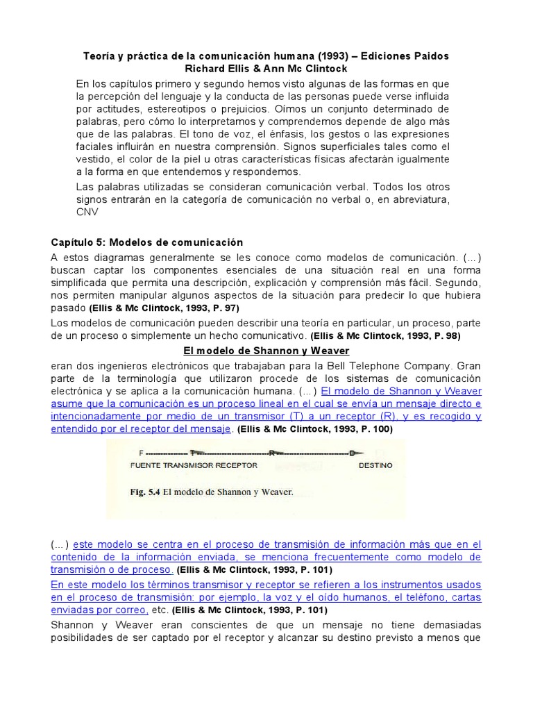 Los Modelos de Comunicación (Ellis) | PDF | Comunicación | Información