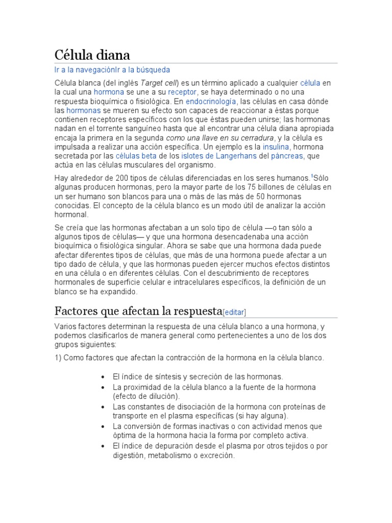 Célula Diana Biologia | PDF | Hormona | Receptor (Bioquímica)
