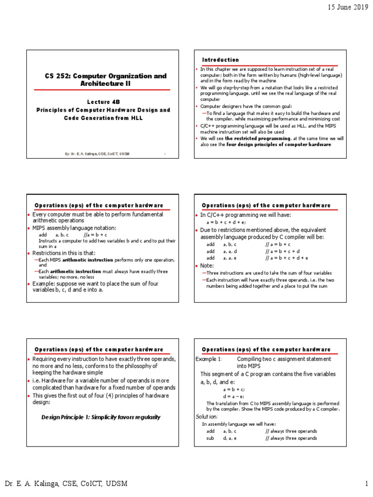 Lecture 5B Code Generation From HLL | PDF | Assembly Language ...