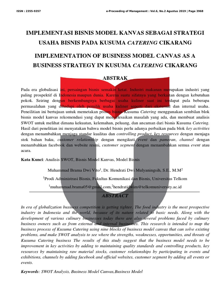 Implementasi Bisnis Model Kanvas Sebagai Strategi Usaha Bisnis Pada ...