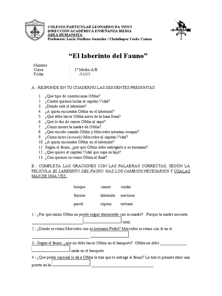 Preguntas sobre "El Laberinto del Fauno" | PDF